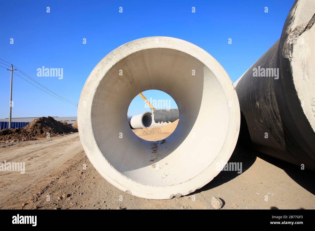 Cement pipe in the construction site Stock Photo - Alamy