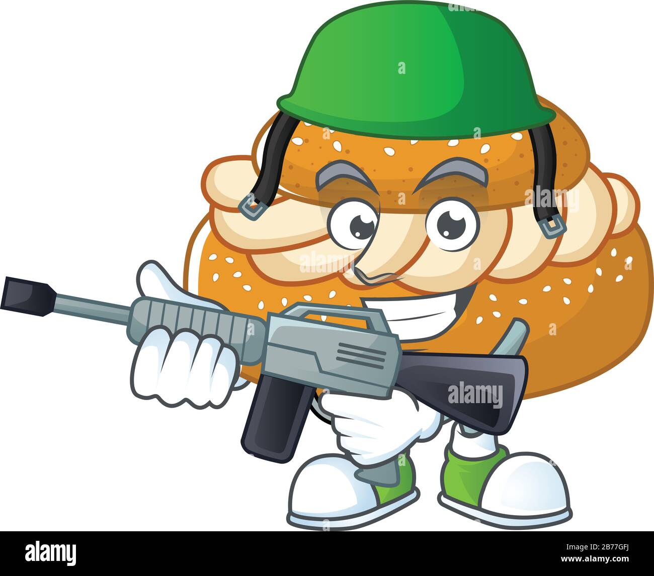 An elegant picture of semla as an Army having machine gun Stock Vector ...