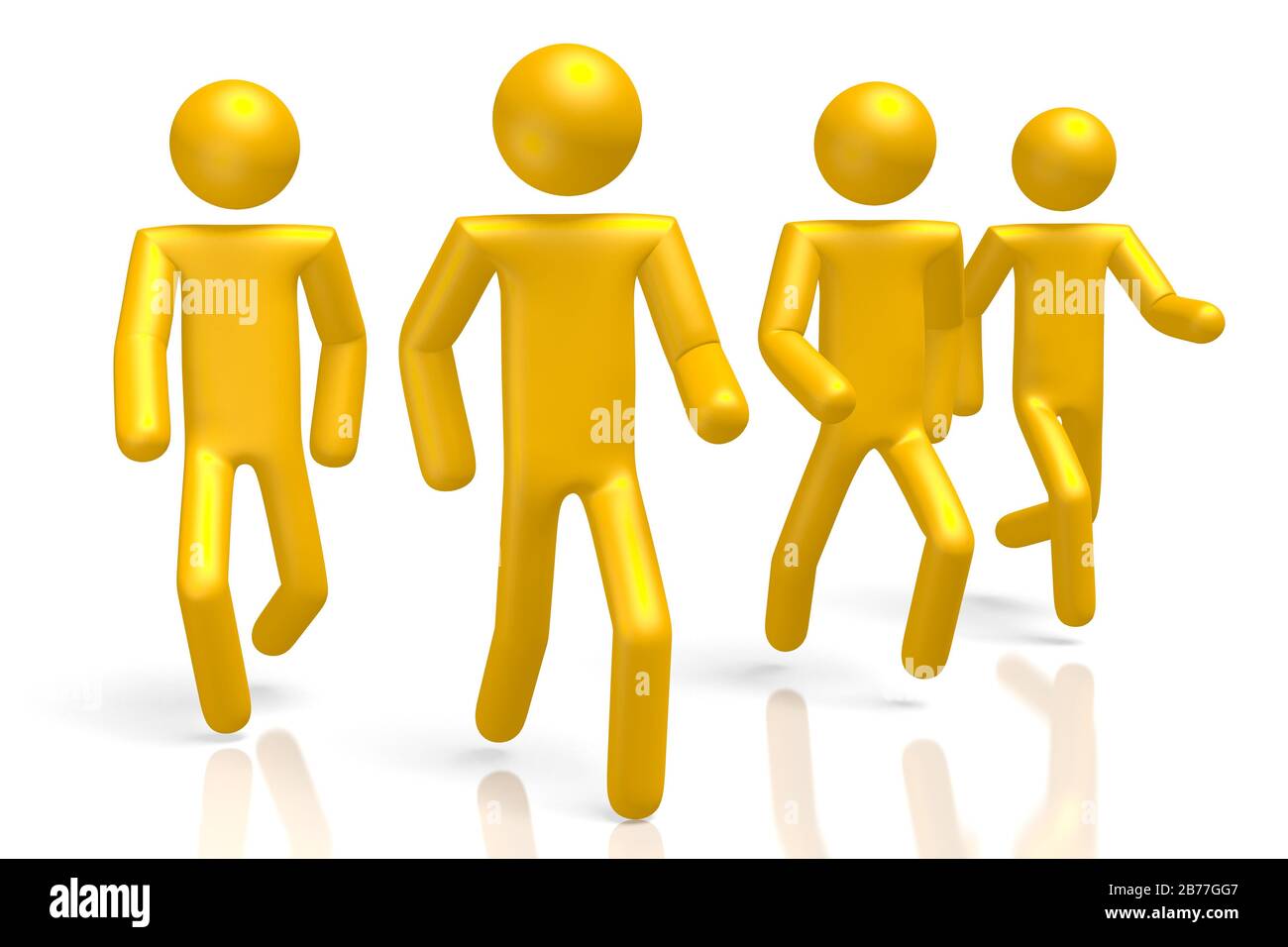 3D running cartoon characters - isolated on white background Stock ...