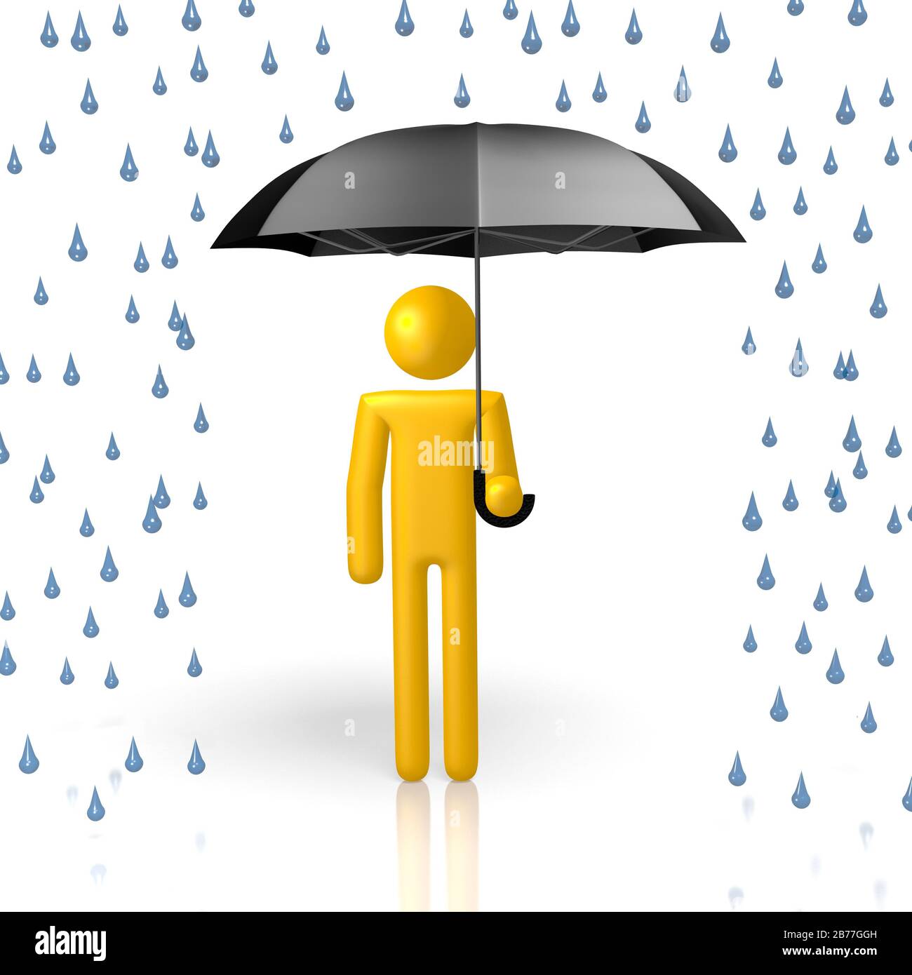 3D yellow cartoon character holding an umbrella - insurance concept ...