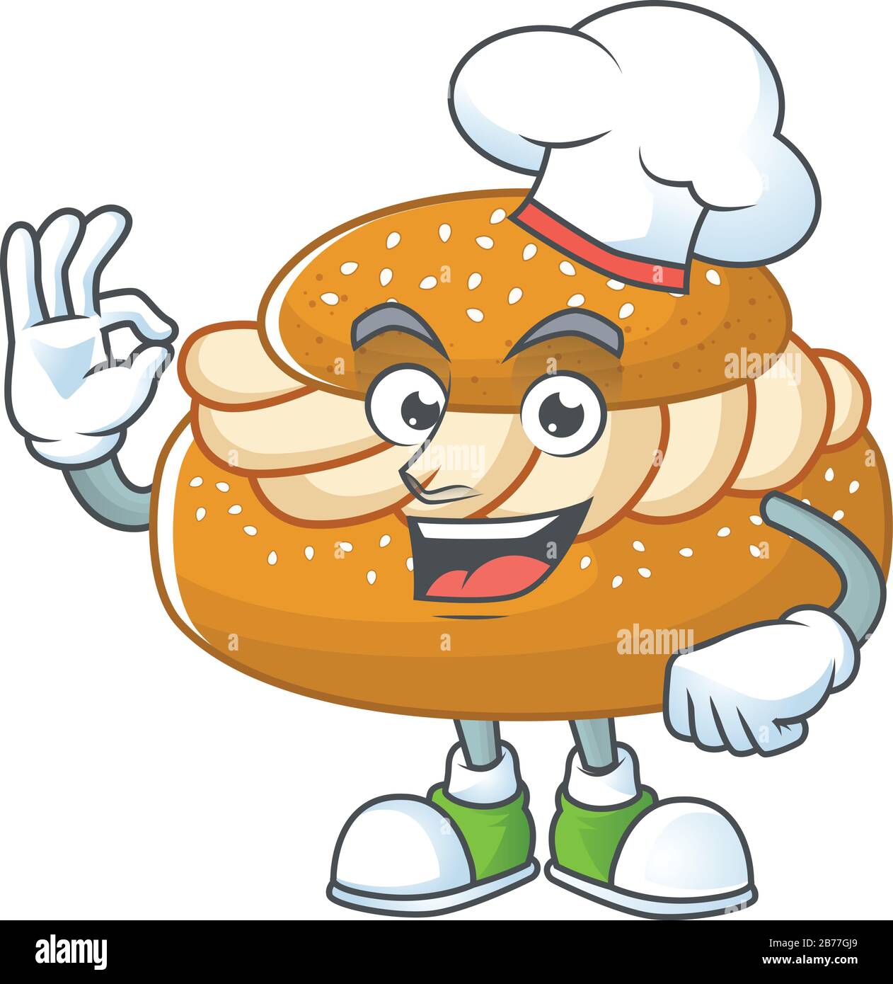 A picture of semla cartoon character wearing white chef hat Stock ...