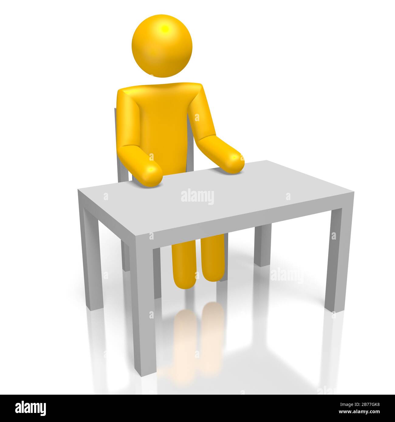 3D human character sitting behind a desk Stock Photo - Alamy