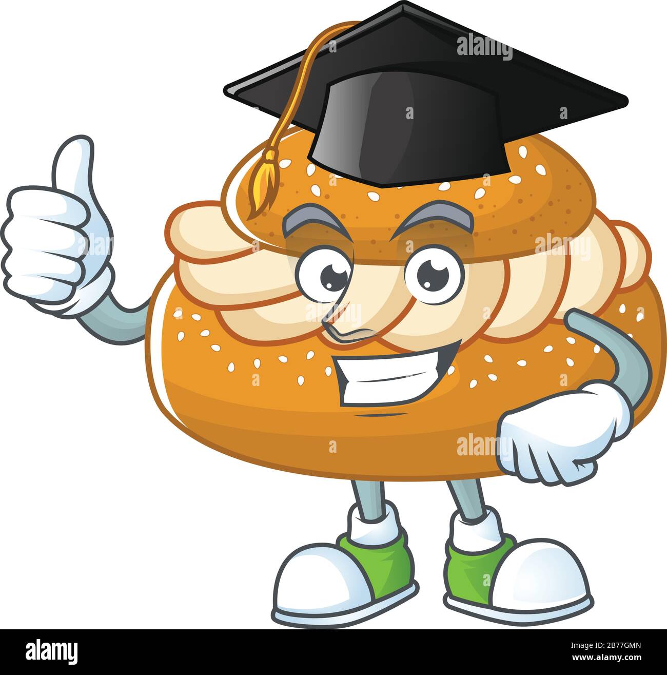 Happy face of semla in black graduation hat for the ceremony Stock ...