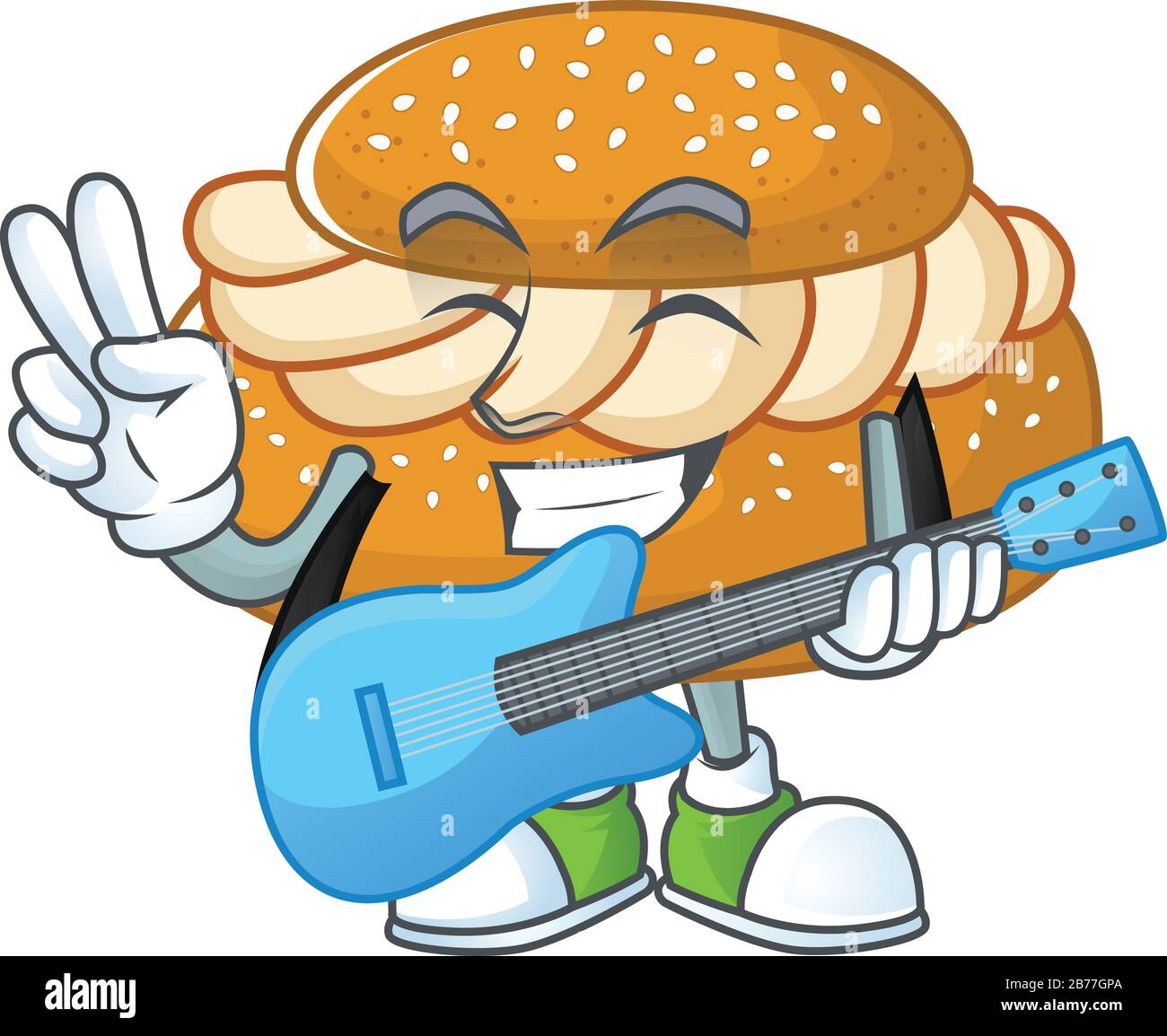 Supper talented semla cartoon design with a guitar Stock Vector Image ...