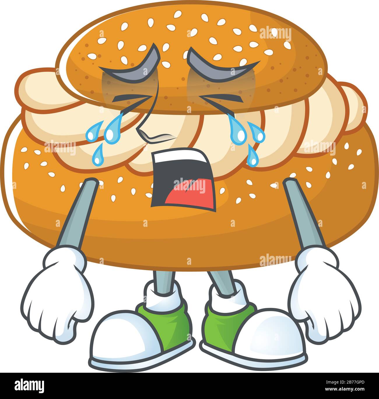 A Crying face of semla cartoon character design Stock Vector Image ...