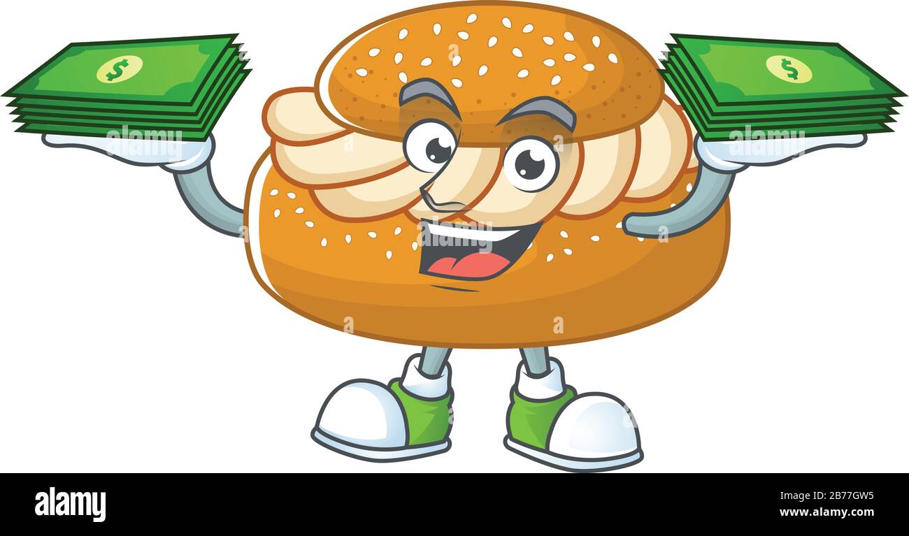 happy rich semla character with money on hands Stock Vector Image & Art ...