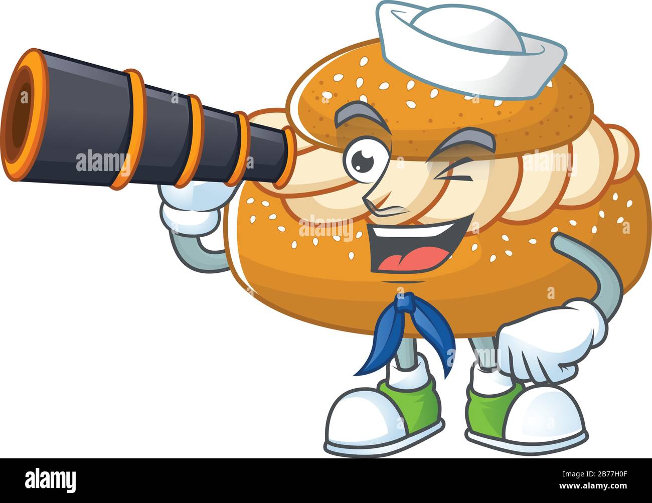 Semla in Sailor cartoon character design with binocular Stock Vector ...