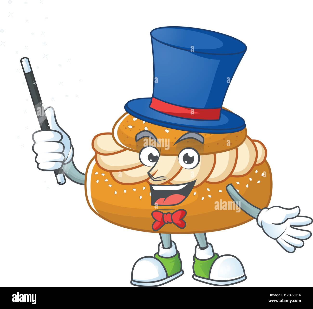 Charming semla cartoon design performance as a Magician style Stock ...