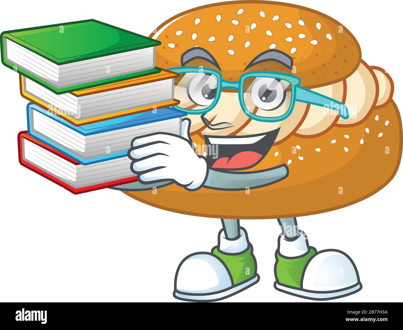 A hard-working student in semla cartoon design with book Stock Vector ...
