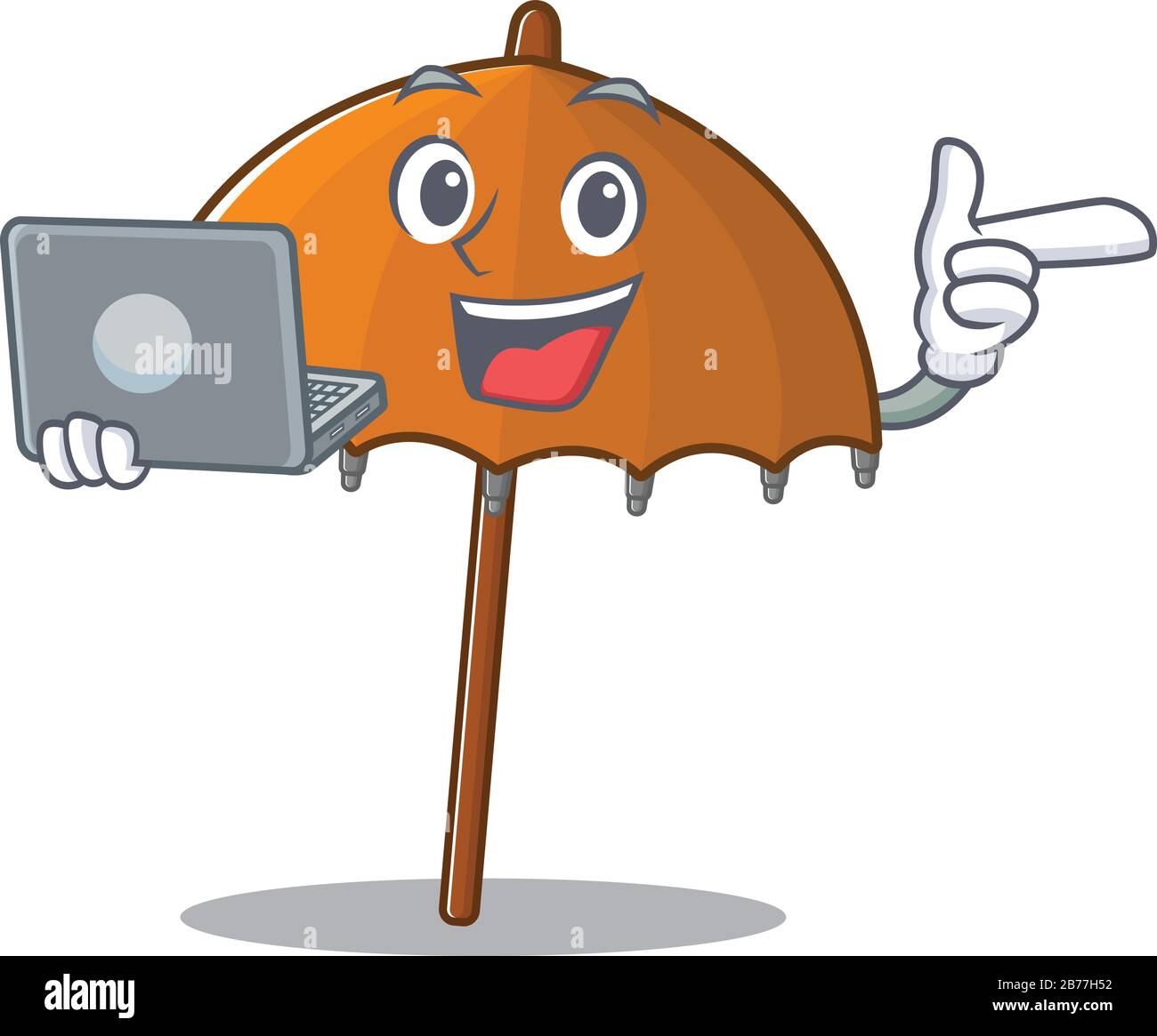 An icon of smart orange umbrella working with laptop Stock Vector Image ...