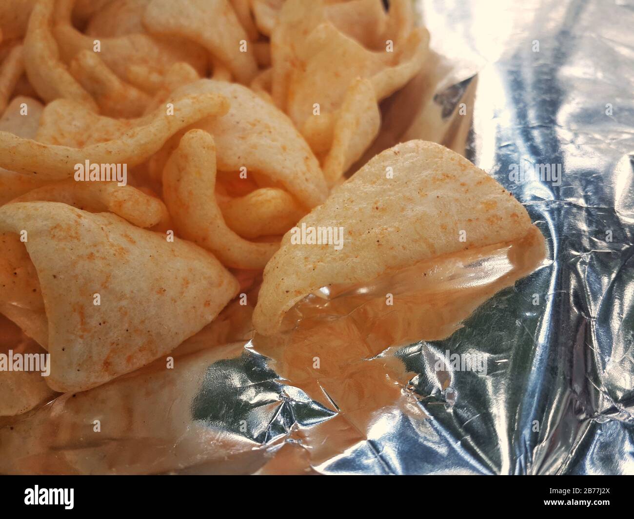 Shrimp rice cracker snack, Cookie crispy spongy in Bag Freud Stock ...