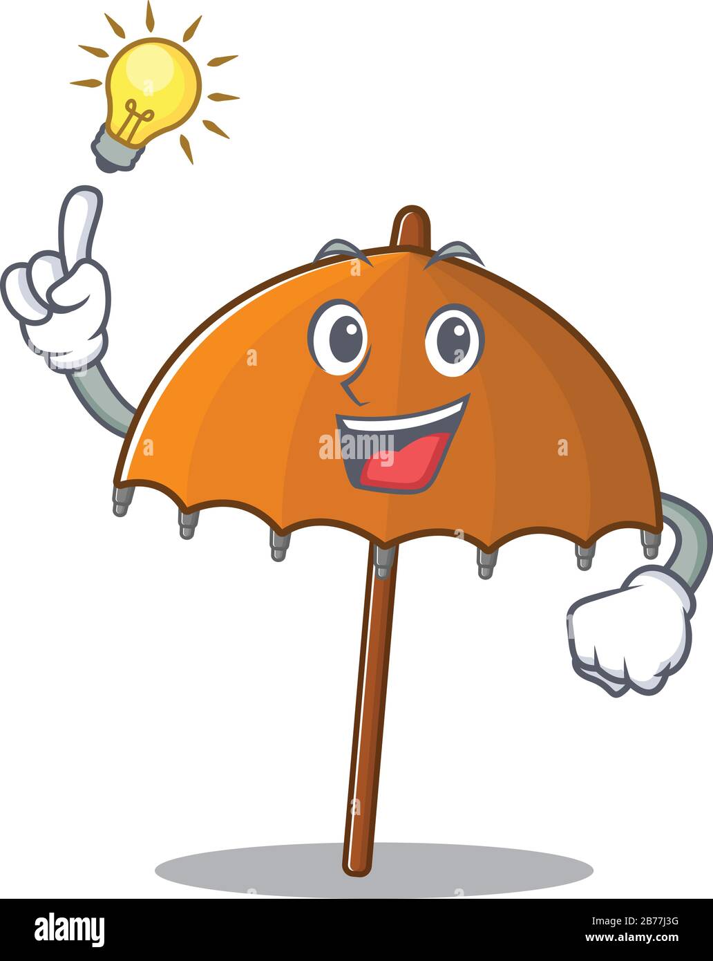 Have an idea gesture of orange umbrella mascot character design Stock ...