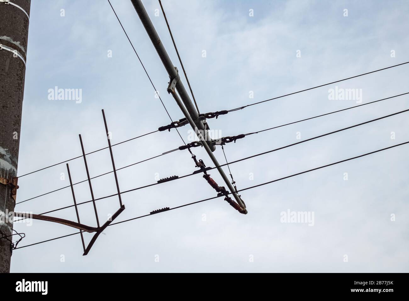Wires for the movement of the tram Stock Photo - Alamy