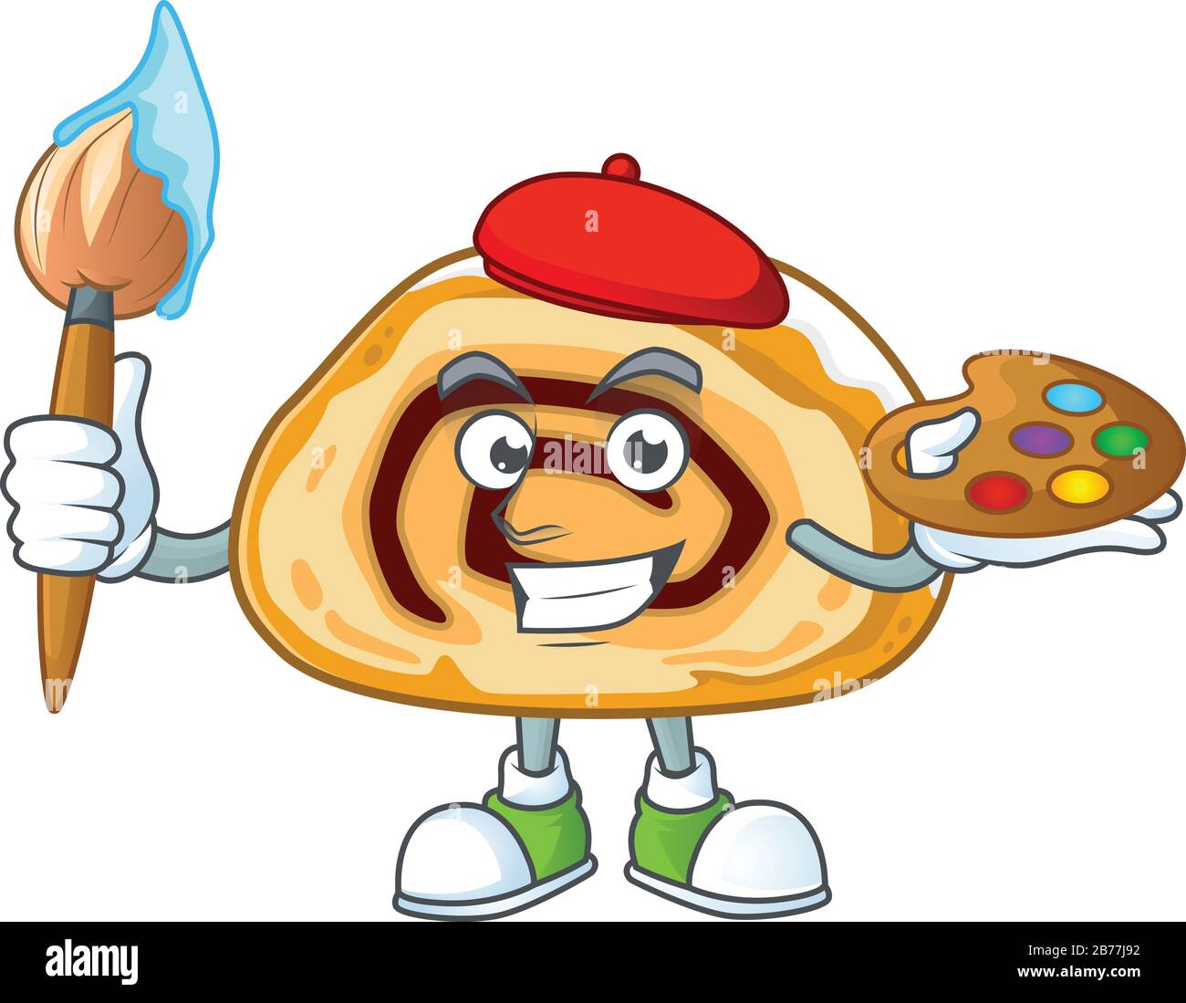 An artistic swiss roll artist cartoon design using a brush Stock Vector ...