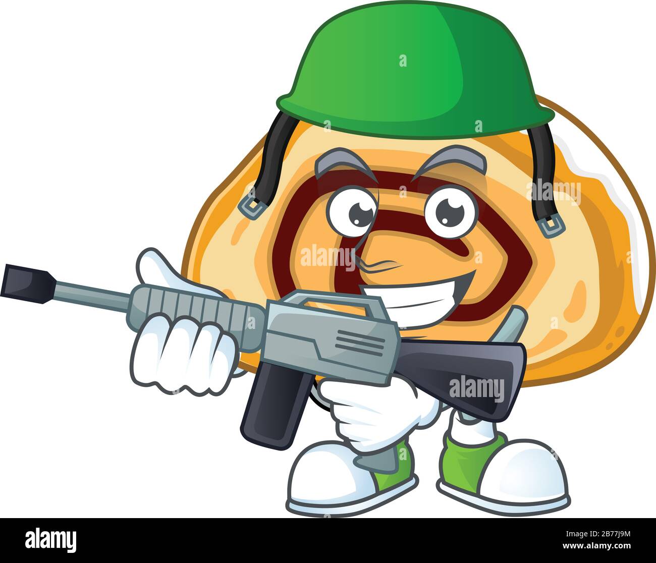 An elegant picture of swiss roll as an Army having machine gun Stock ...