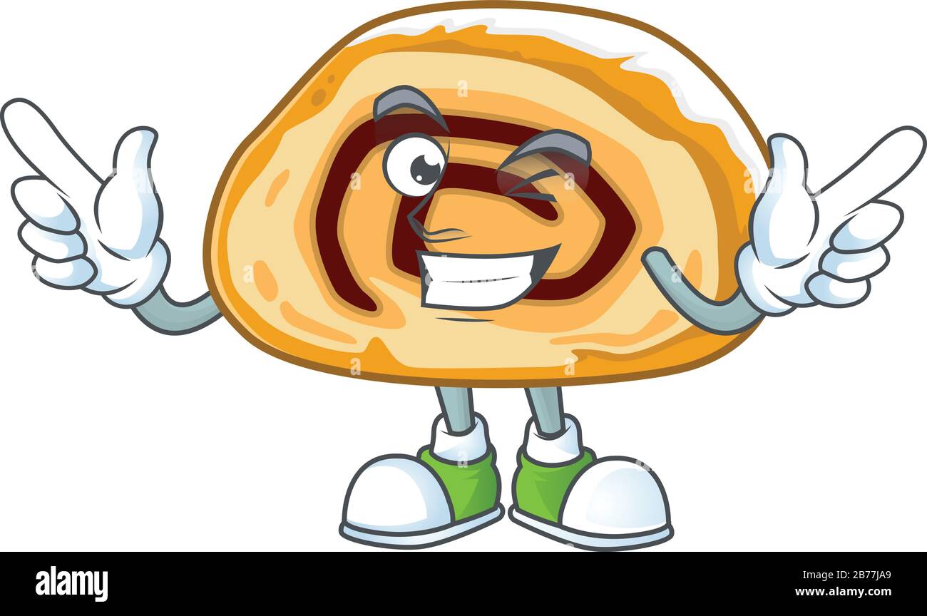 Funny swiss roll cartoon design style with wink eye face Stock Vector ...