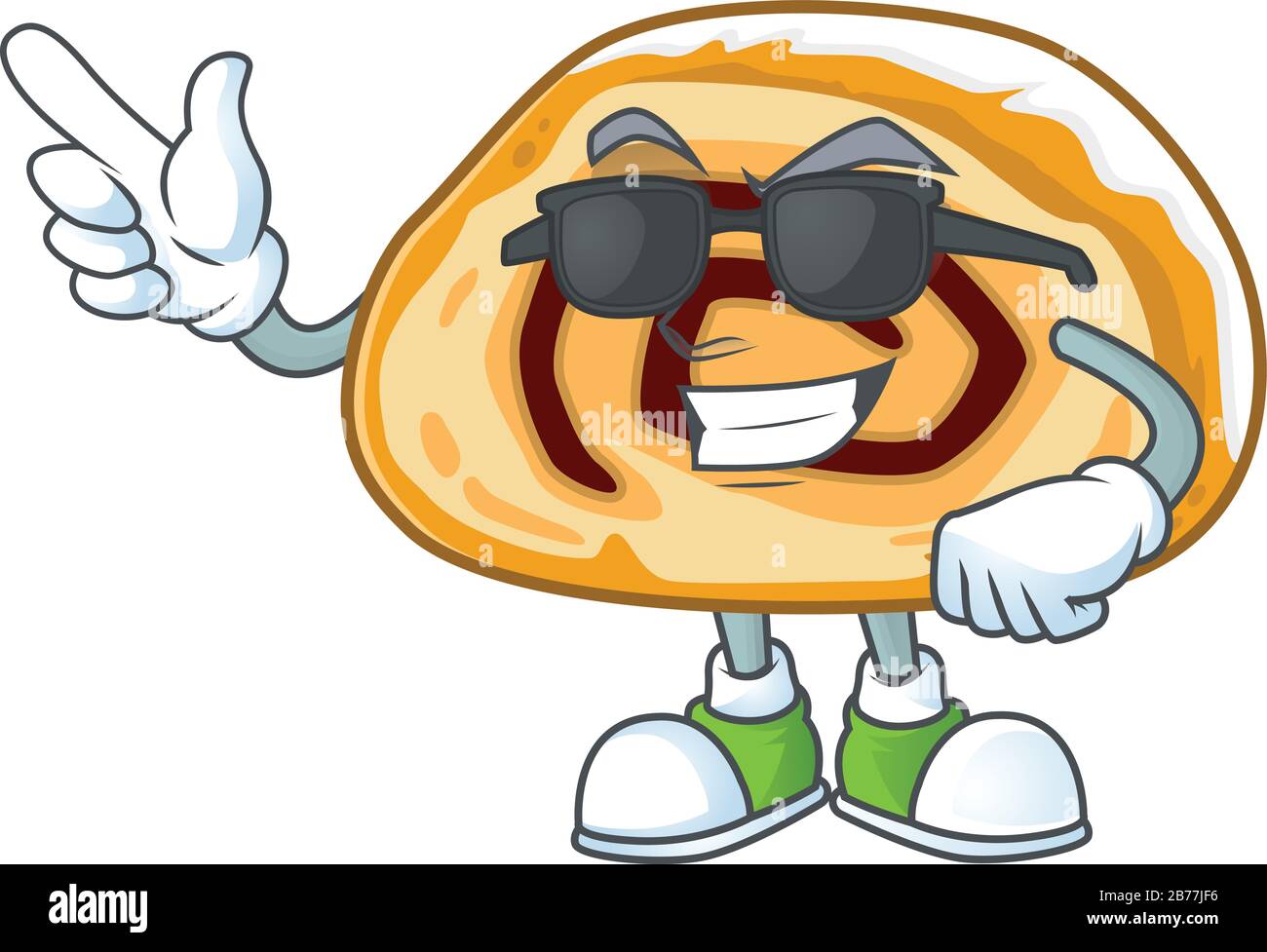 Cute swiss roll cartoon character design style with black glasses Stock ...