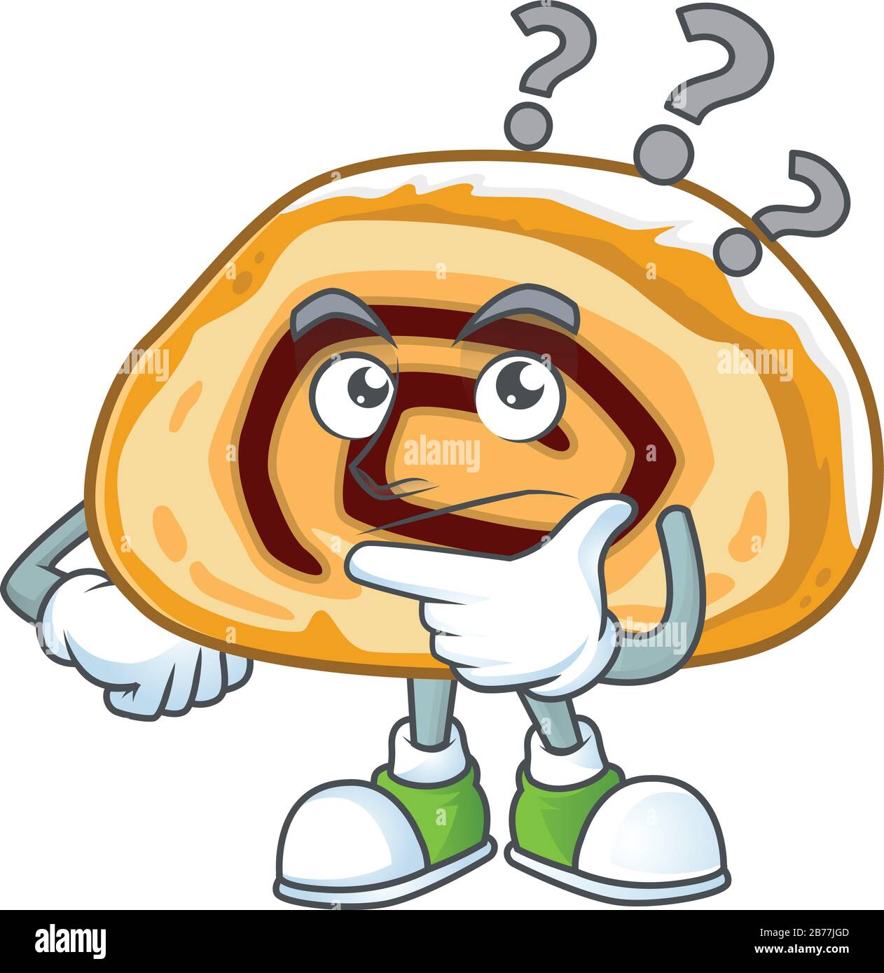 Cute swiss roll cartoon character using a microphone Stock Vector Image ...