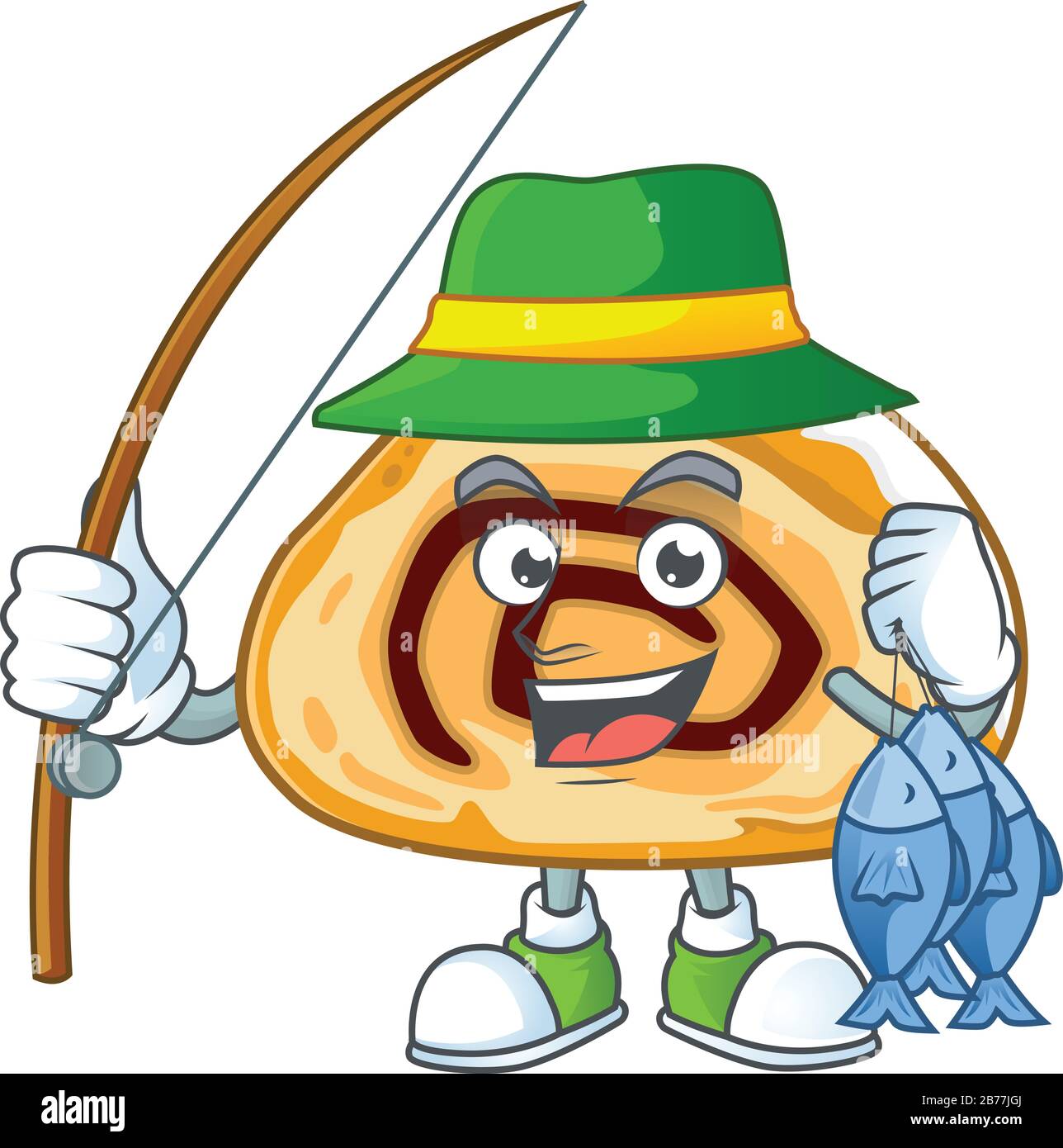 Cartoon character of funny Fishing swiss roll Stock Vector Image & Art ...