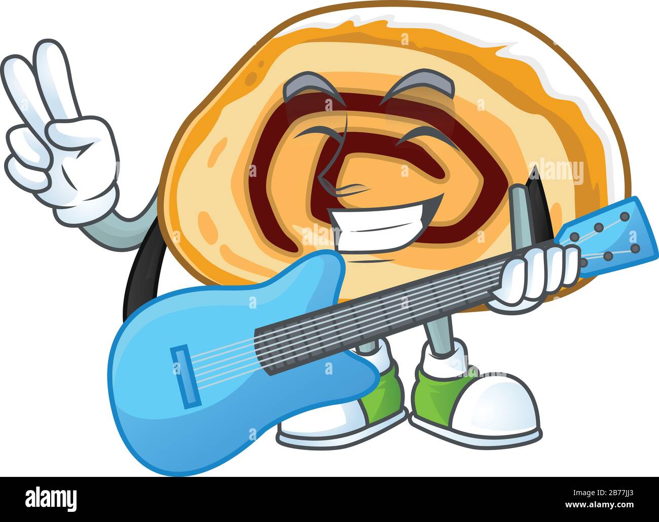 Supper talented swiss roll cartoon design with a guitar Stock Vector ...