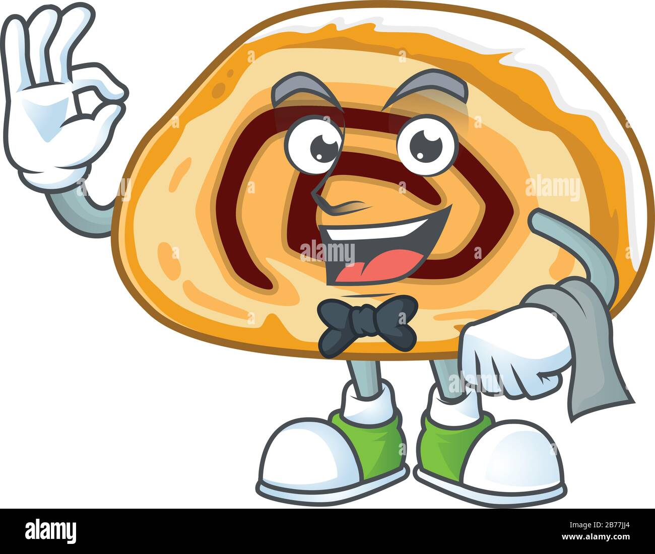 A character of swiss roll waiter working in the restaurant Stock Vector ...