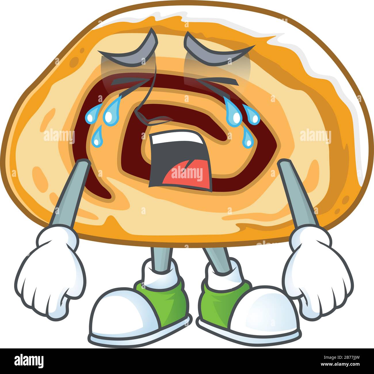 A Crying face of swiss roll cartoon character design Stock Vector Image ...