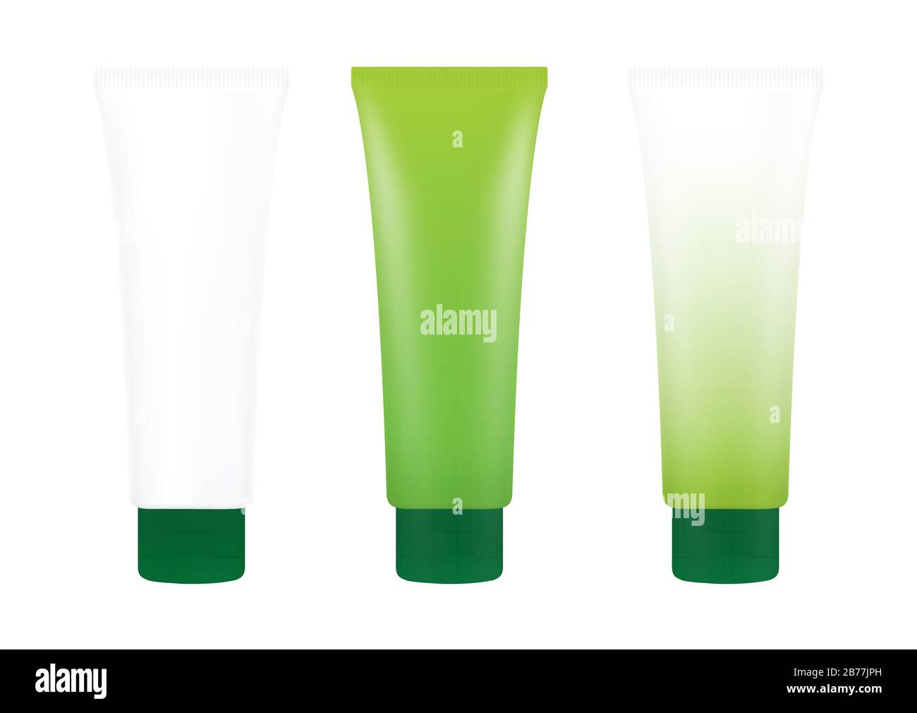 Tube Green Cream Foam Bottle on white background isolated, cosmetics ...