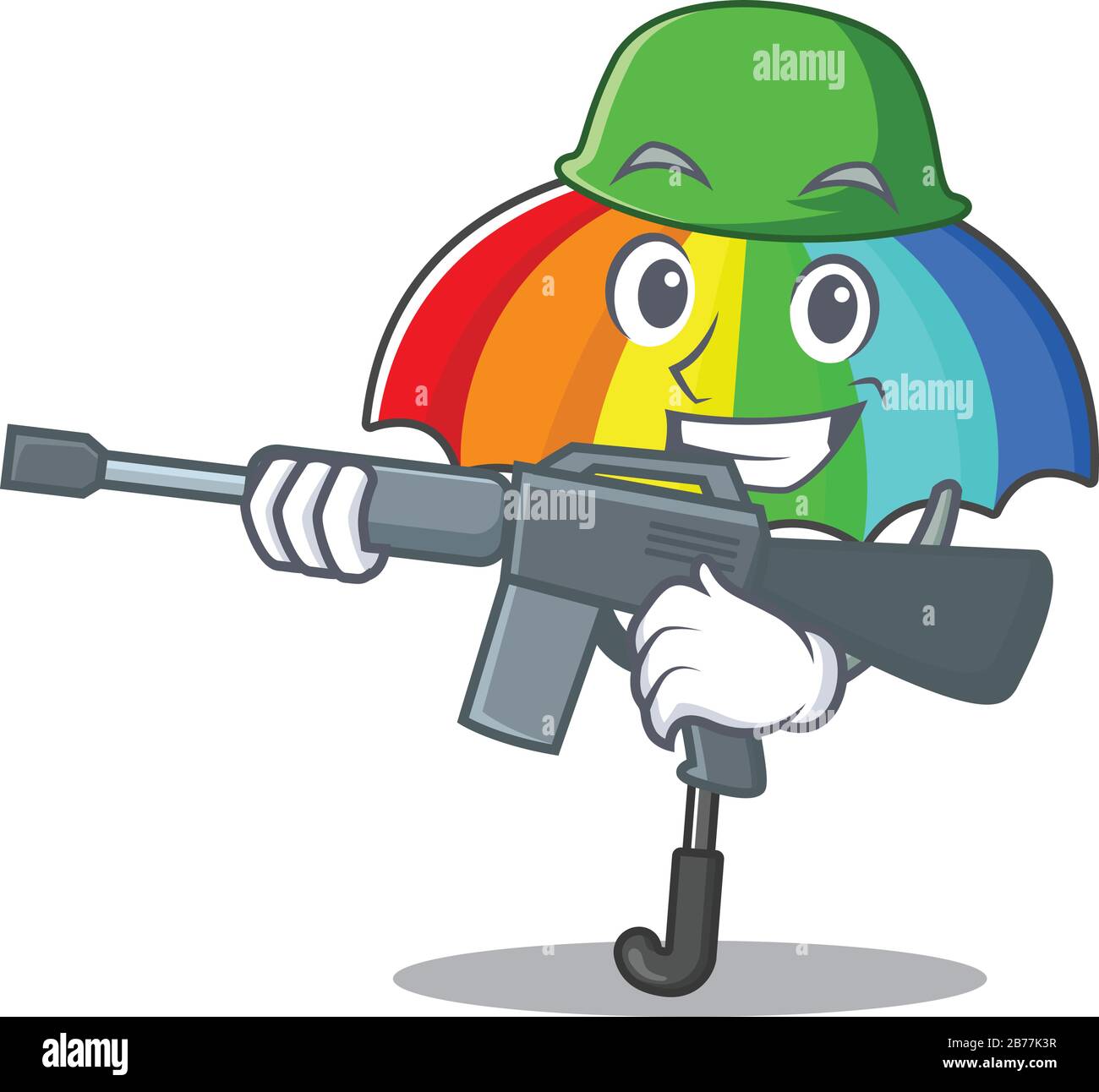 A picture of rainbow umbrella as an Army with machine gun Stock Vector ...