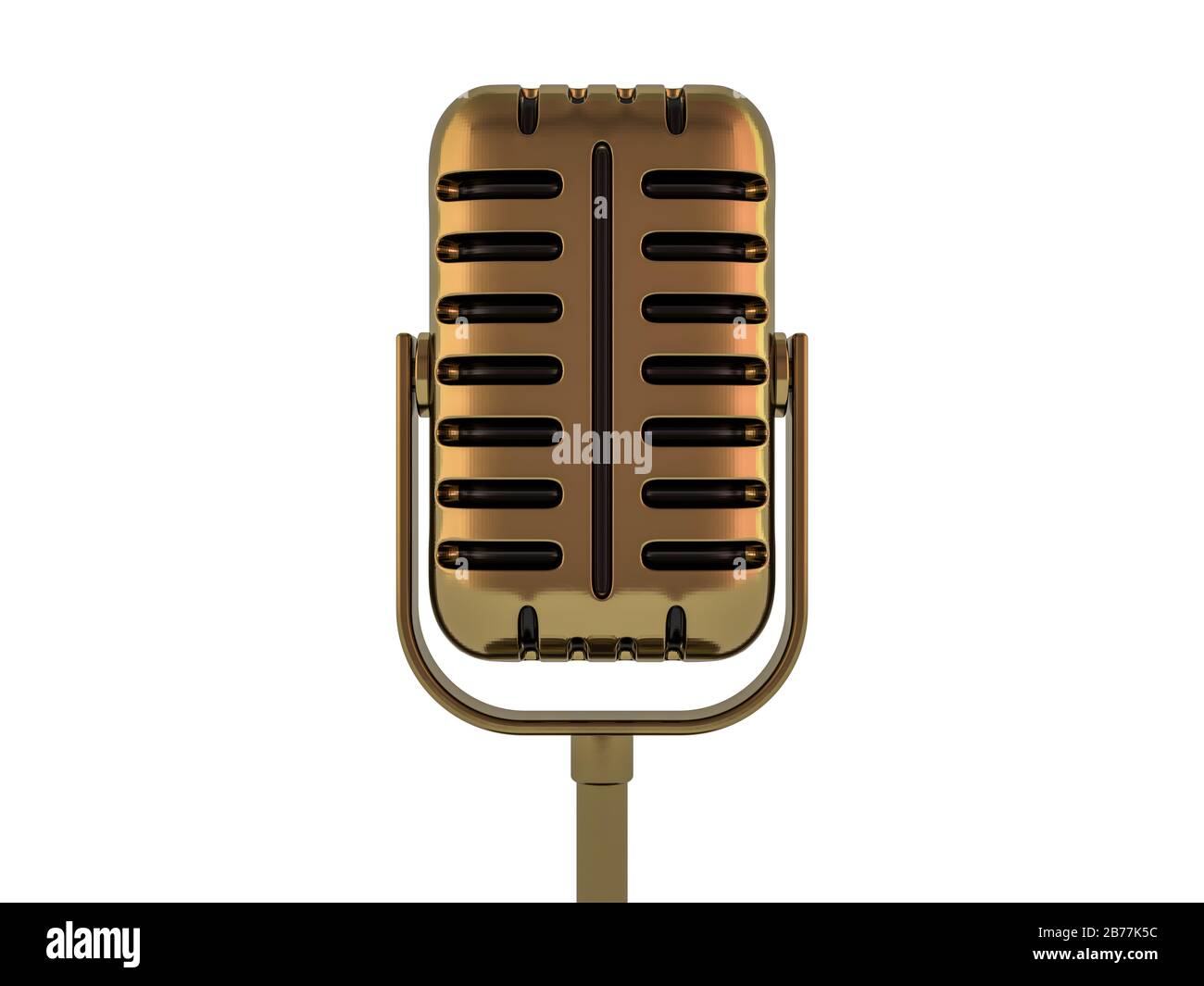 Retro gold microphone isolated on white background. 3D rendering Stock ...