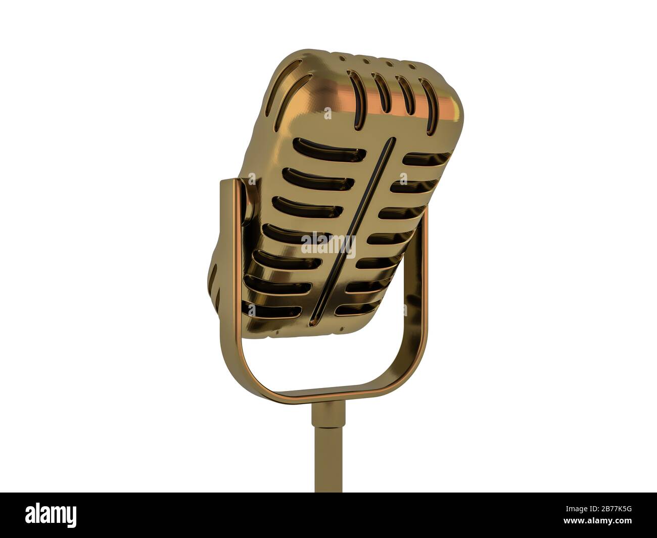 Retro gold microphone isolated on white background. 3D rendering Stock ...