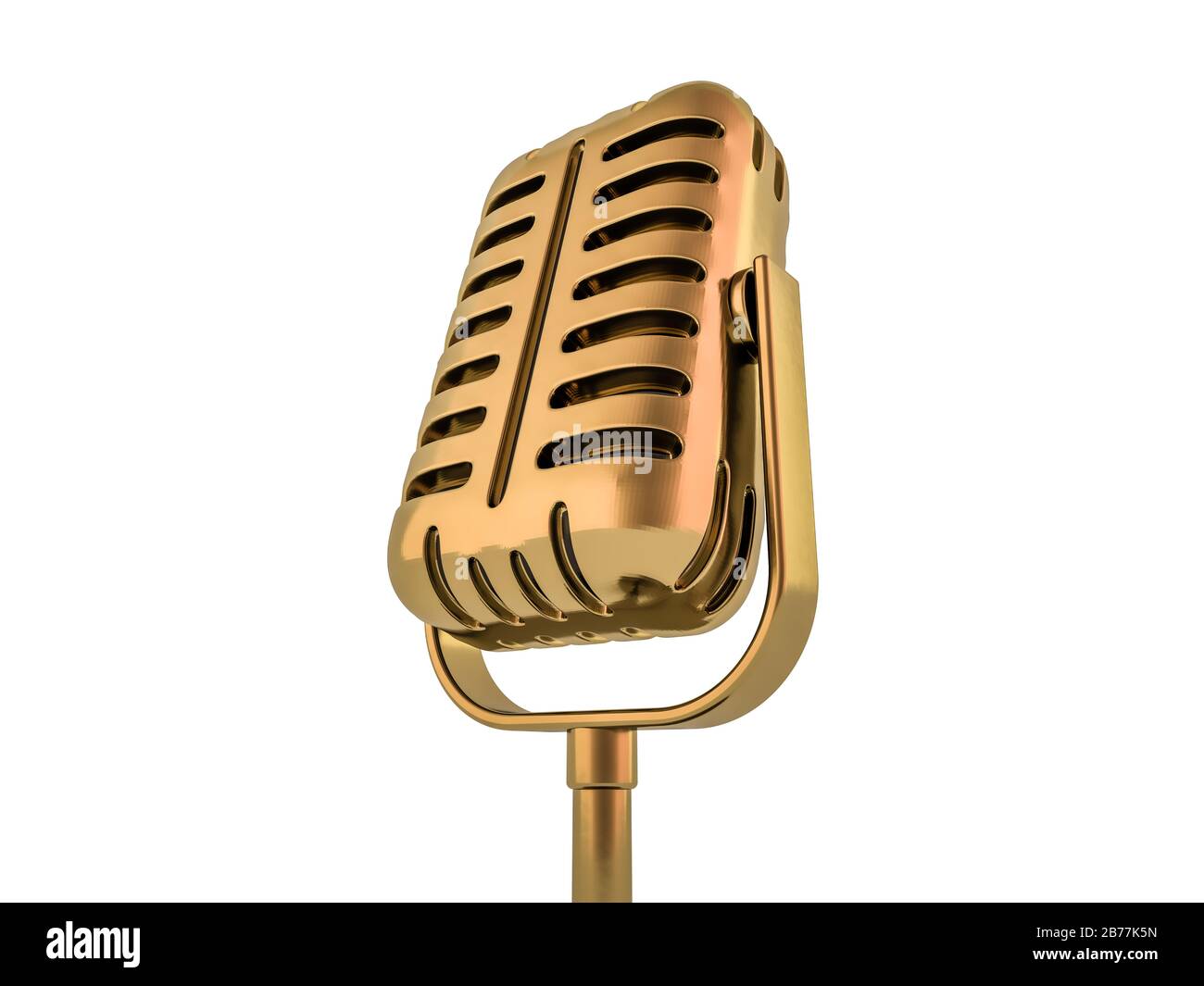 Retro gold microphone isolated on white background. 3D rendering Stock ...