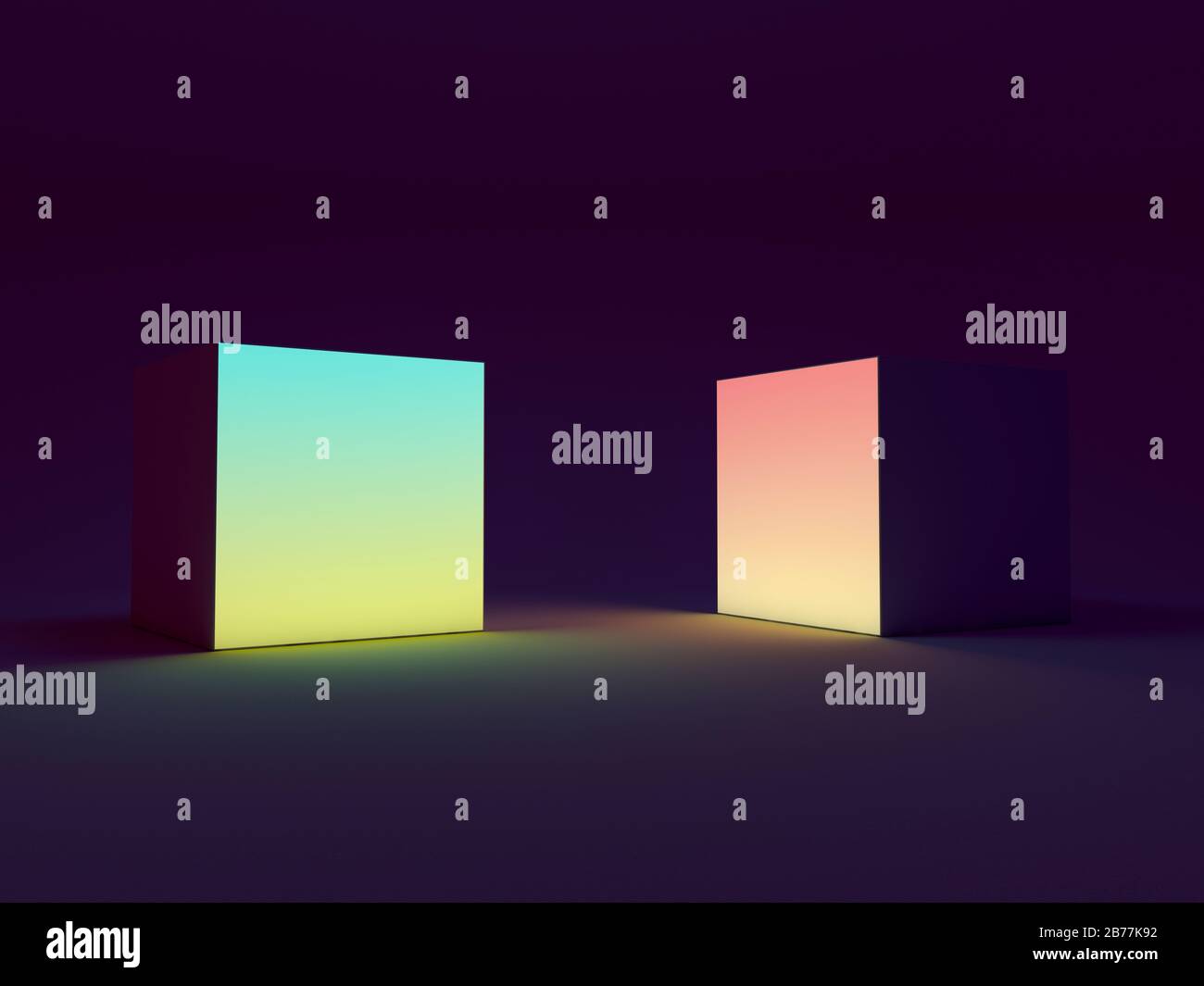 Lightbox colorful cubes on black background. 3D rendering Stock Photo ...