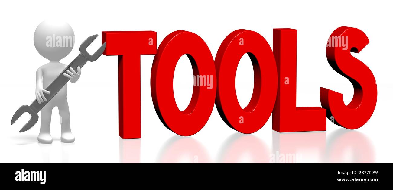 3d human man wrench tool repair red mechanic hi-res stock photography ...