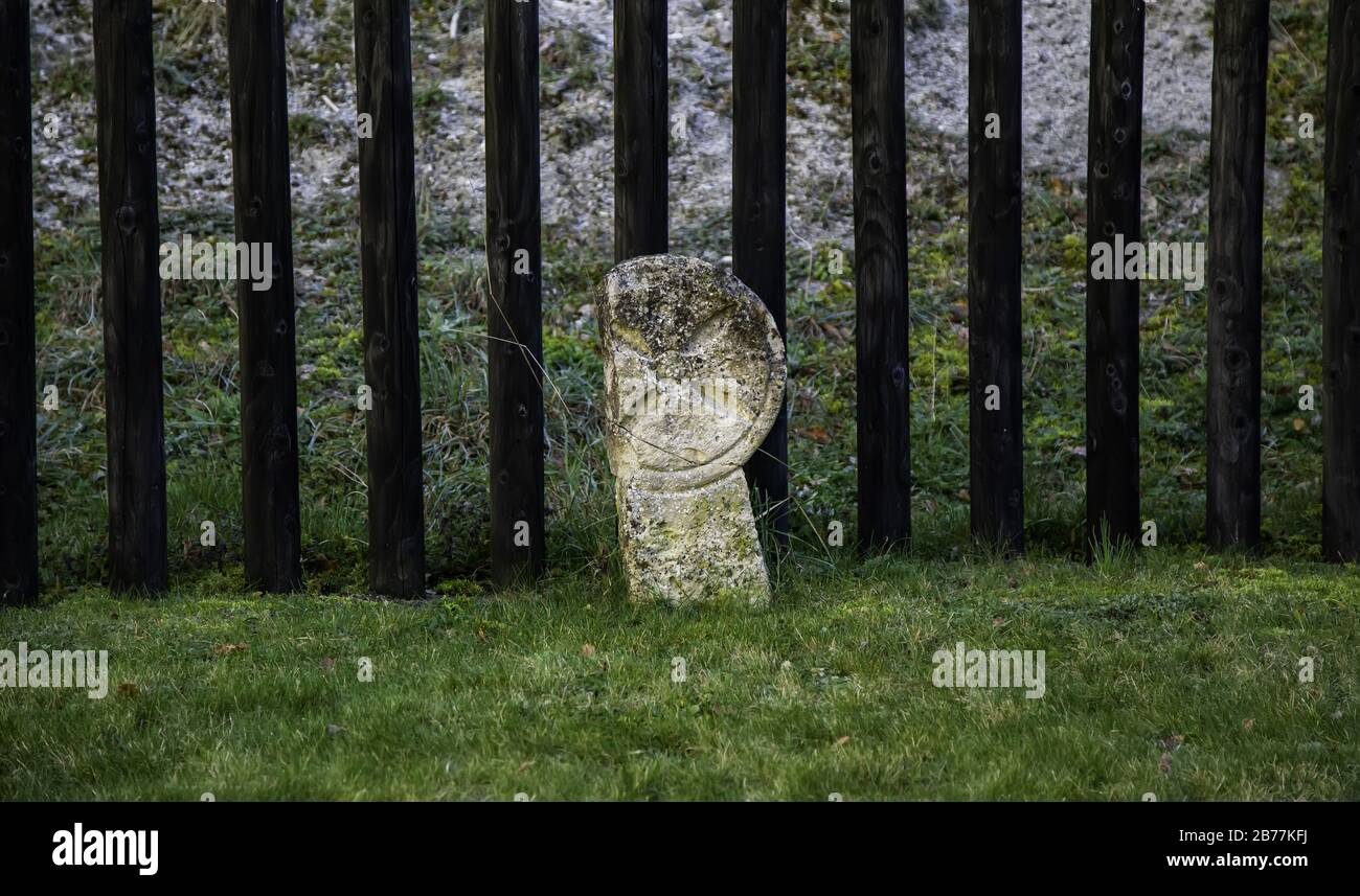 Medieval stone with symbols, detail of art and history Stock Photo - Alamy