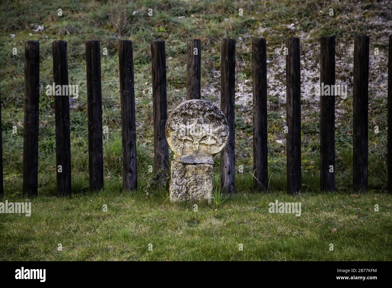 Medieval stone with symbols, detail of art and history Stock Photo - Alamy