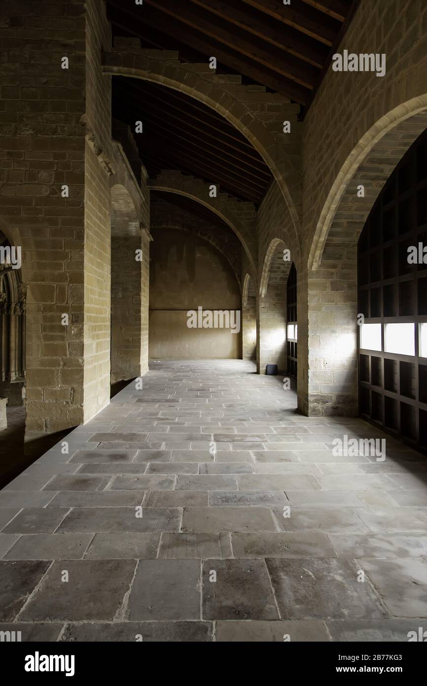 Interior of ancient castle, detail of old medieval building Stock Photo ...