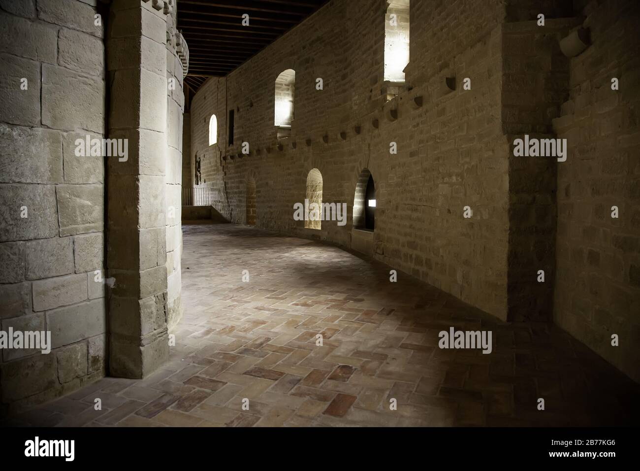 Interior of ancient castle, detail of old medieval building Stock Photo ...