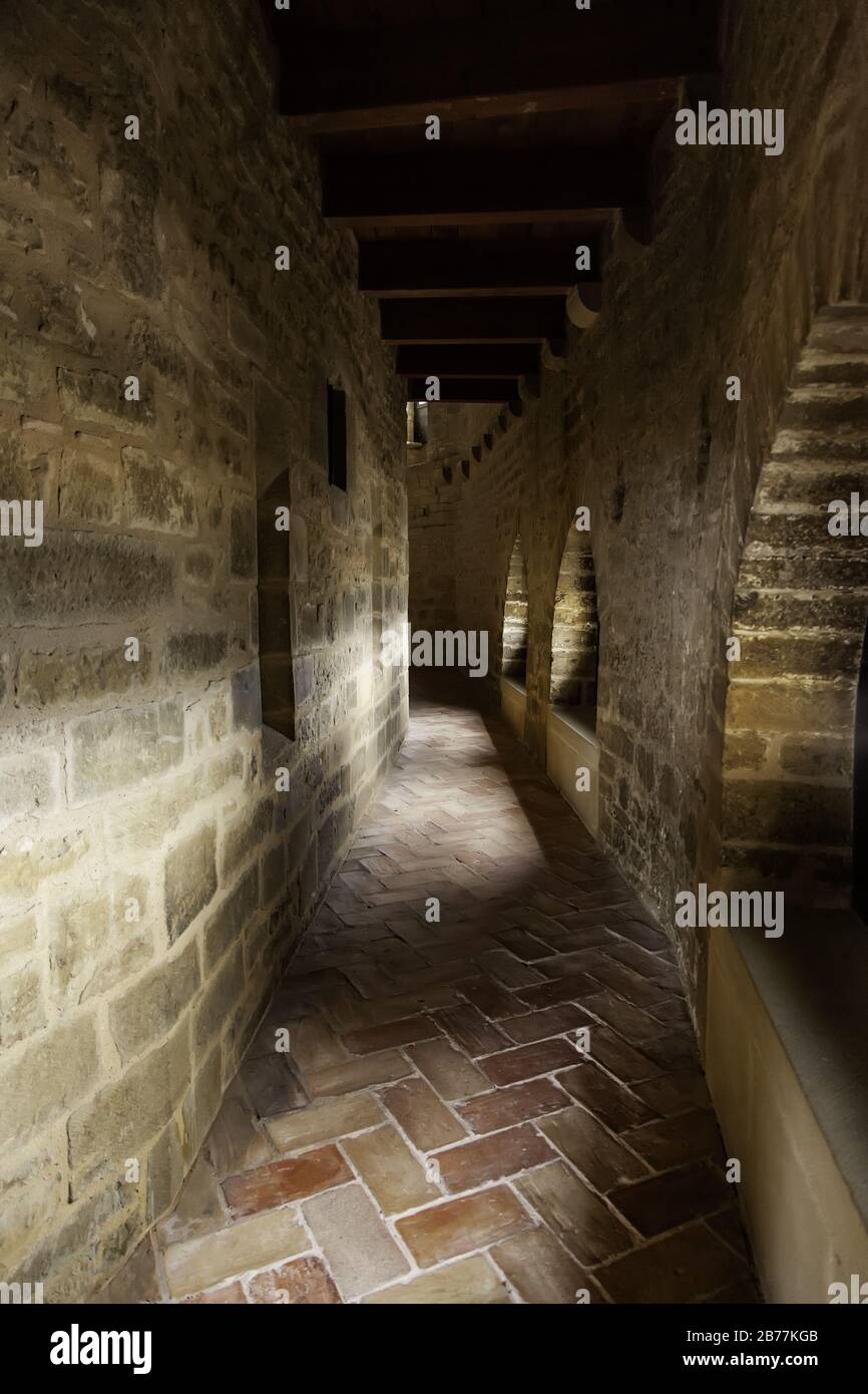 Interior of ancient castle, detail of old medieval building Stock Photo ...