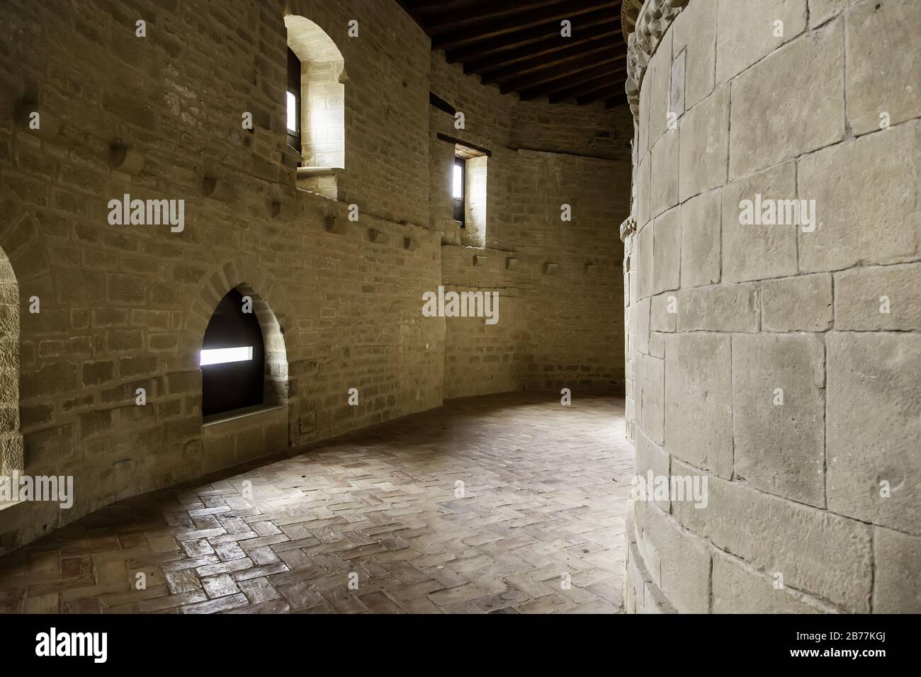 Interior of ancient castle, detail of old medieval building Stock Photo ...