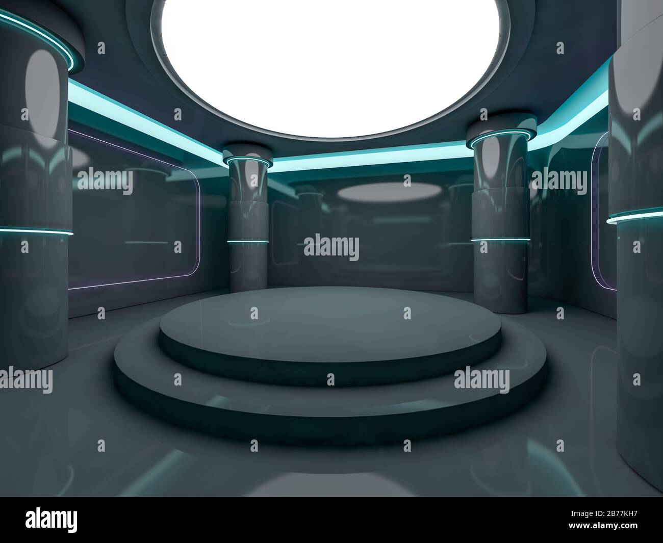 Abstract modern architecture background, empty open space interior. 3D ...