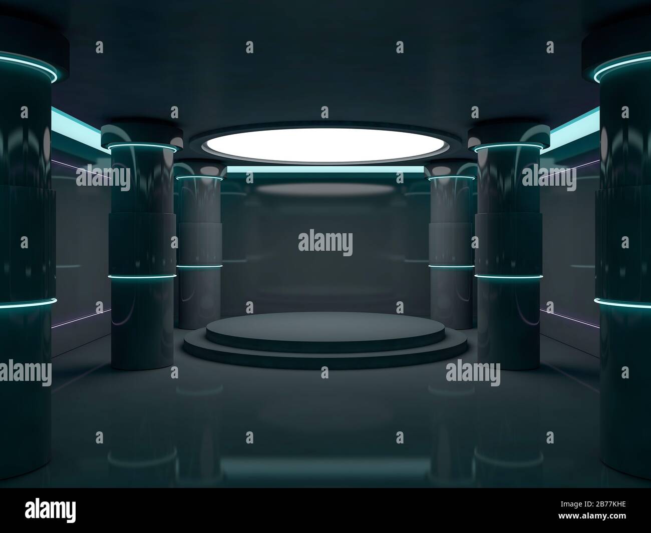 Abstract modern architecture background, empty open space interior. 3D ...