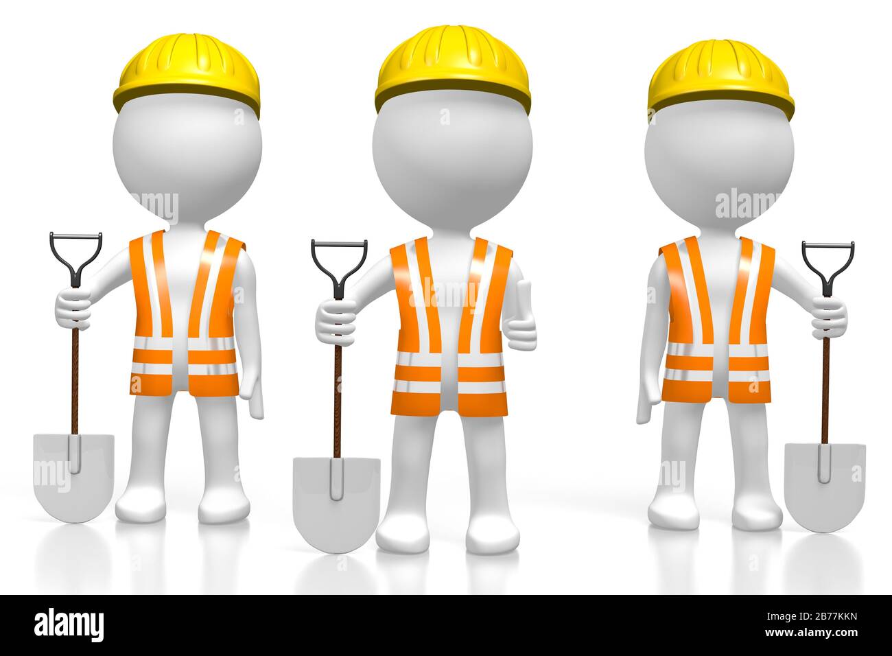 3D workers with shovels Stock Photo - Alamy