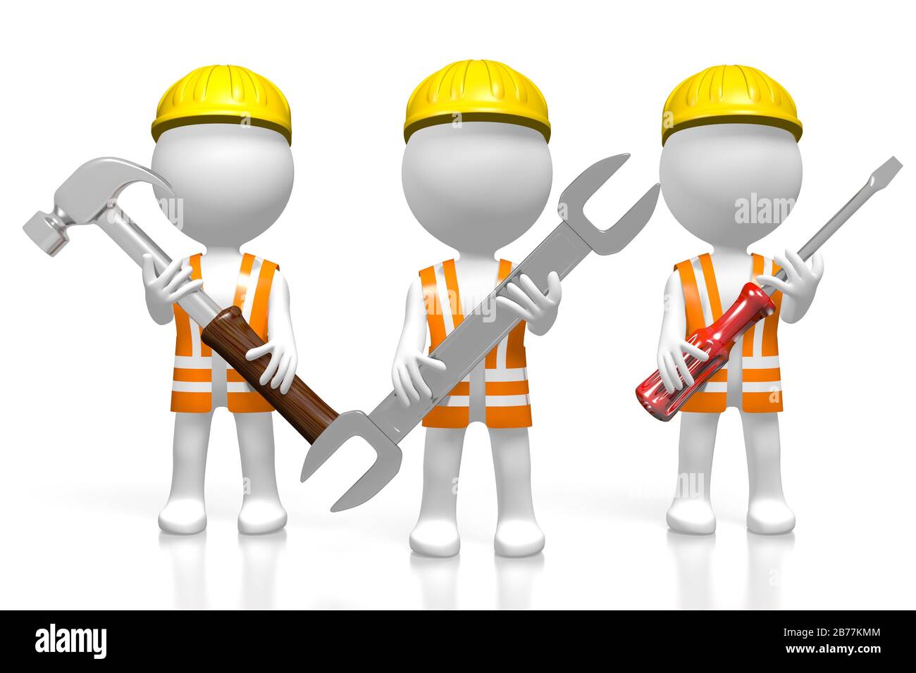 3D workers with tools Stock Photo - Alamy