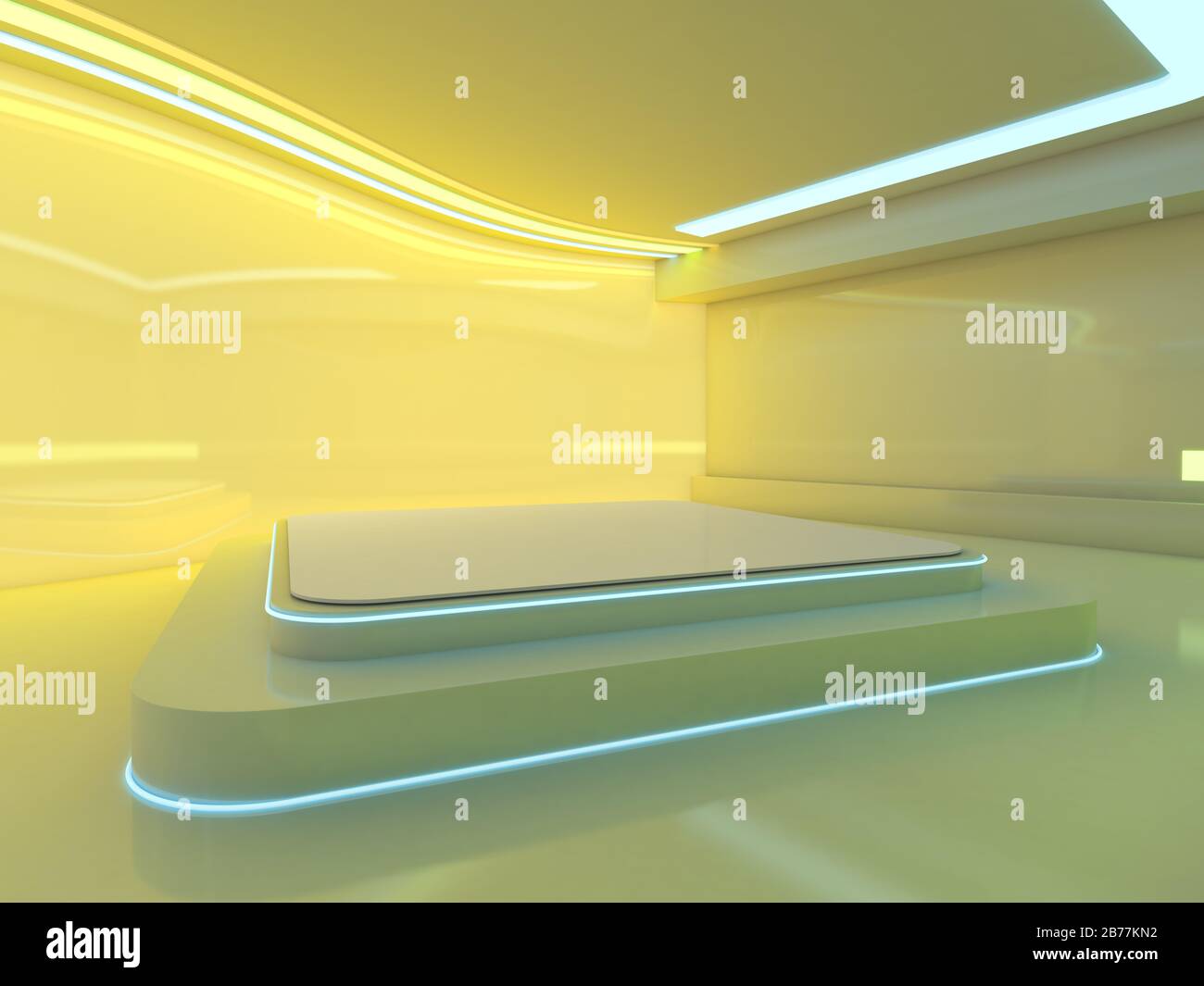 Abstract modern architecture background, empty open space interior. 3D ...