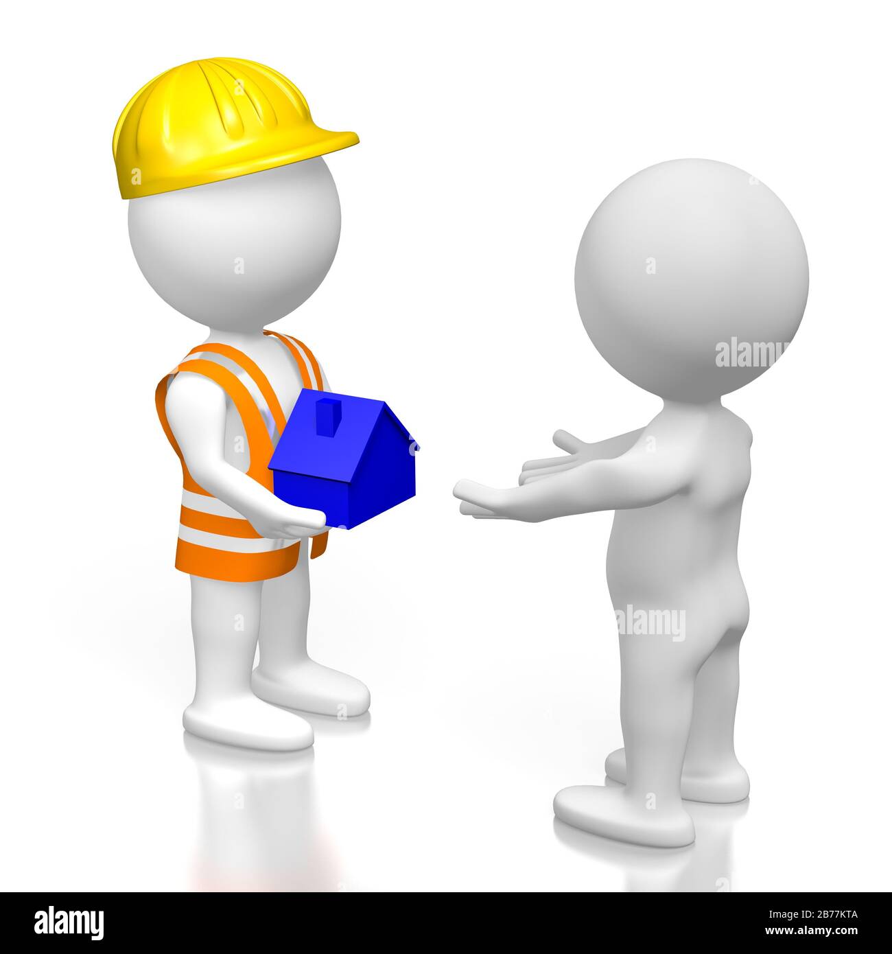 3D worker, house, client Stock Photo - Alamy
