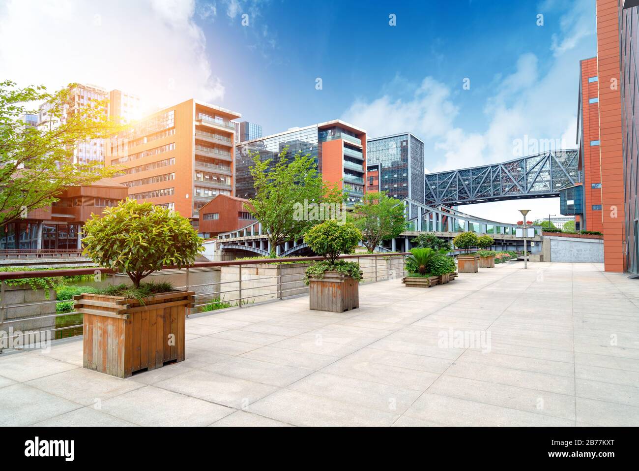 A street built along the river, the famous Water Street, Ningbo, China ...