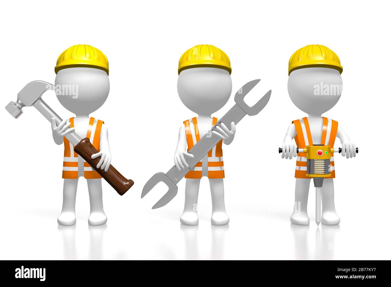 3D workers with tools Stock Photo - Alamy