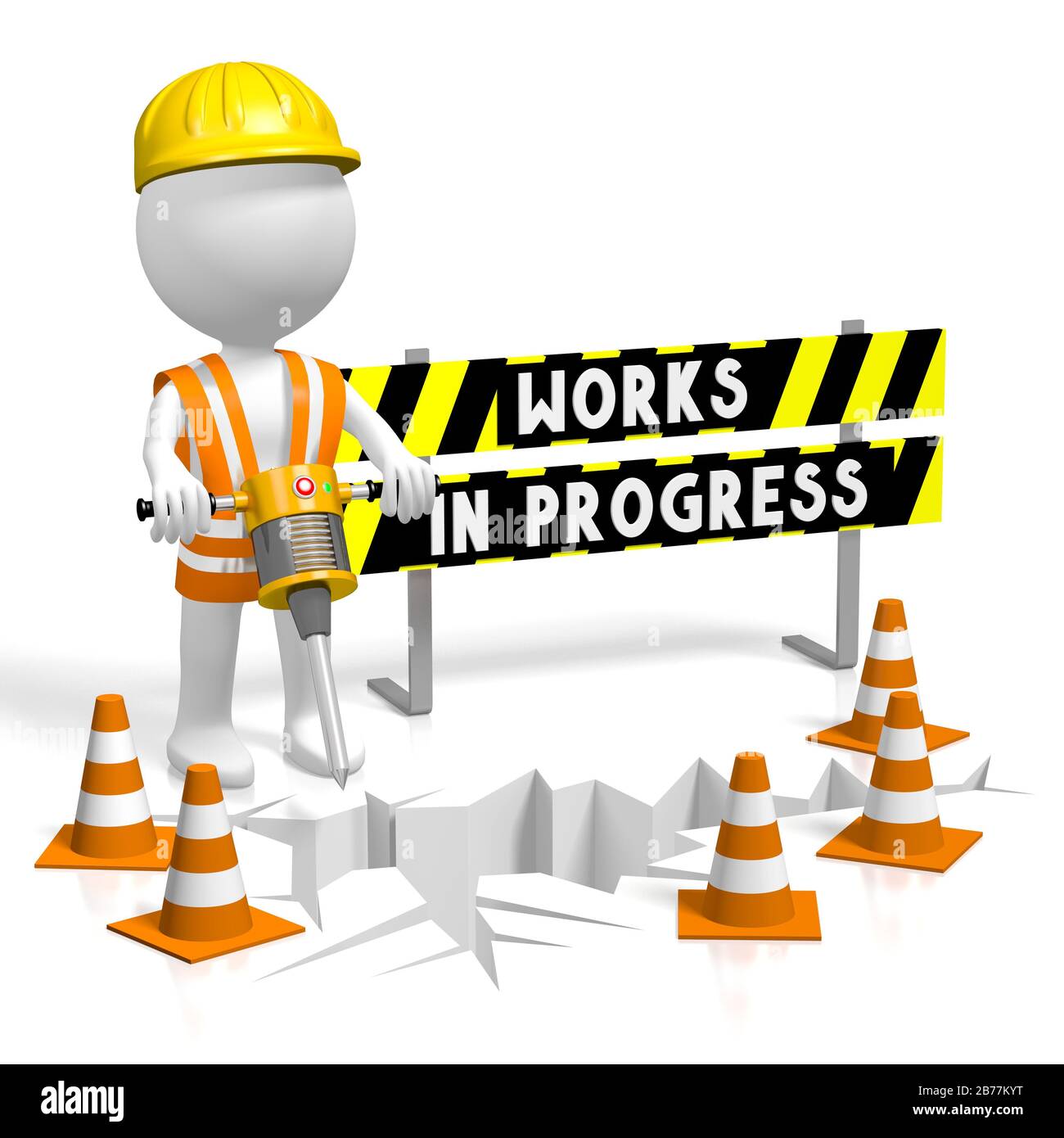 3D worker, works in progress concept Stock Photo - Alamy