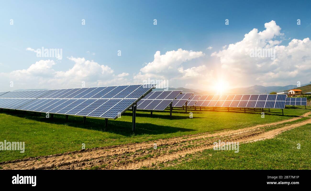 Solar panels, photovoltaics, alternative electricity source - concept ...