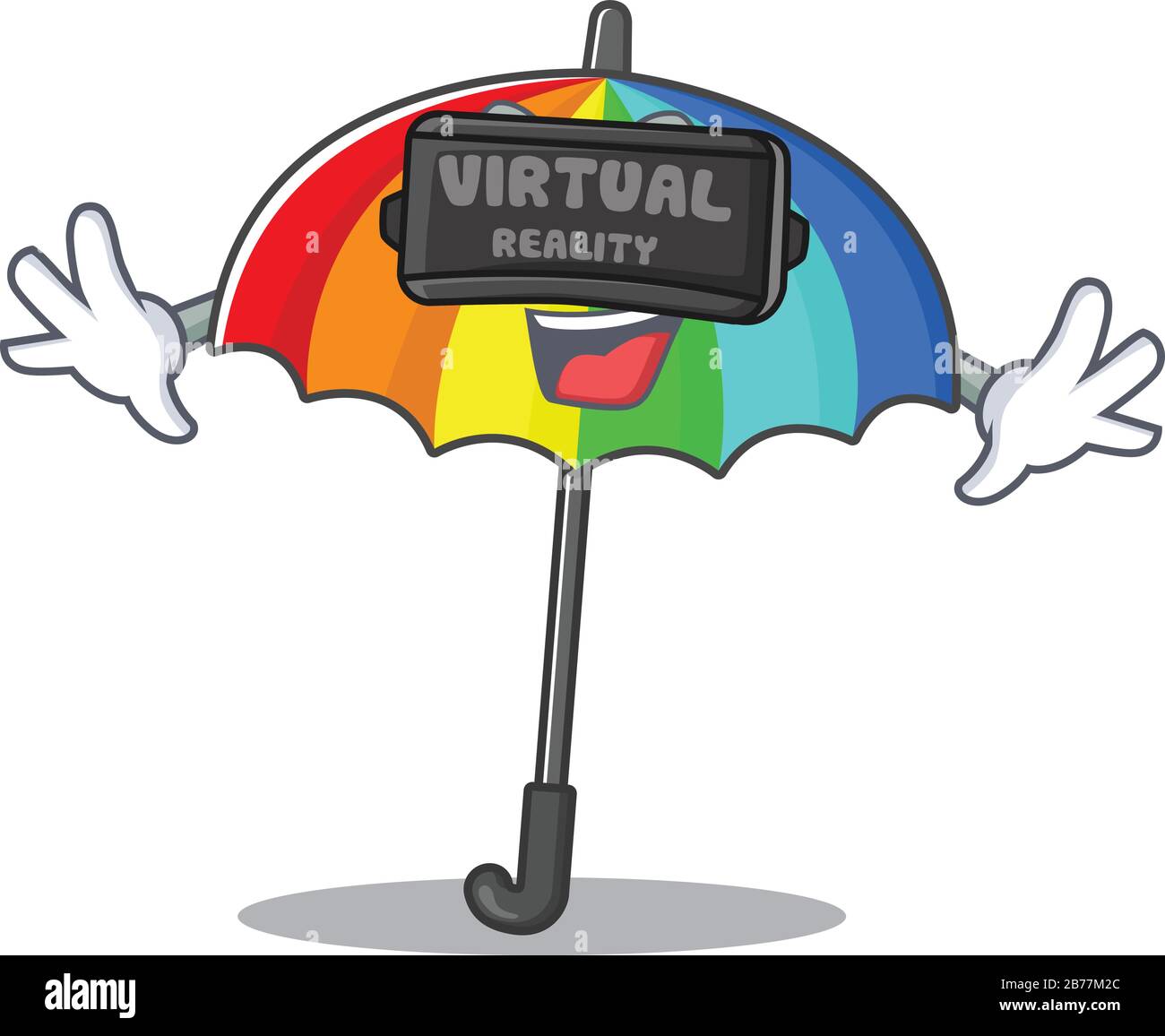 A picture of rainbow umbrella character with Virtual reality headset ...